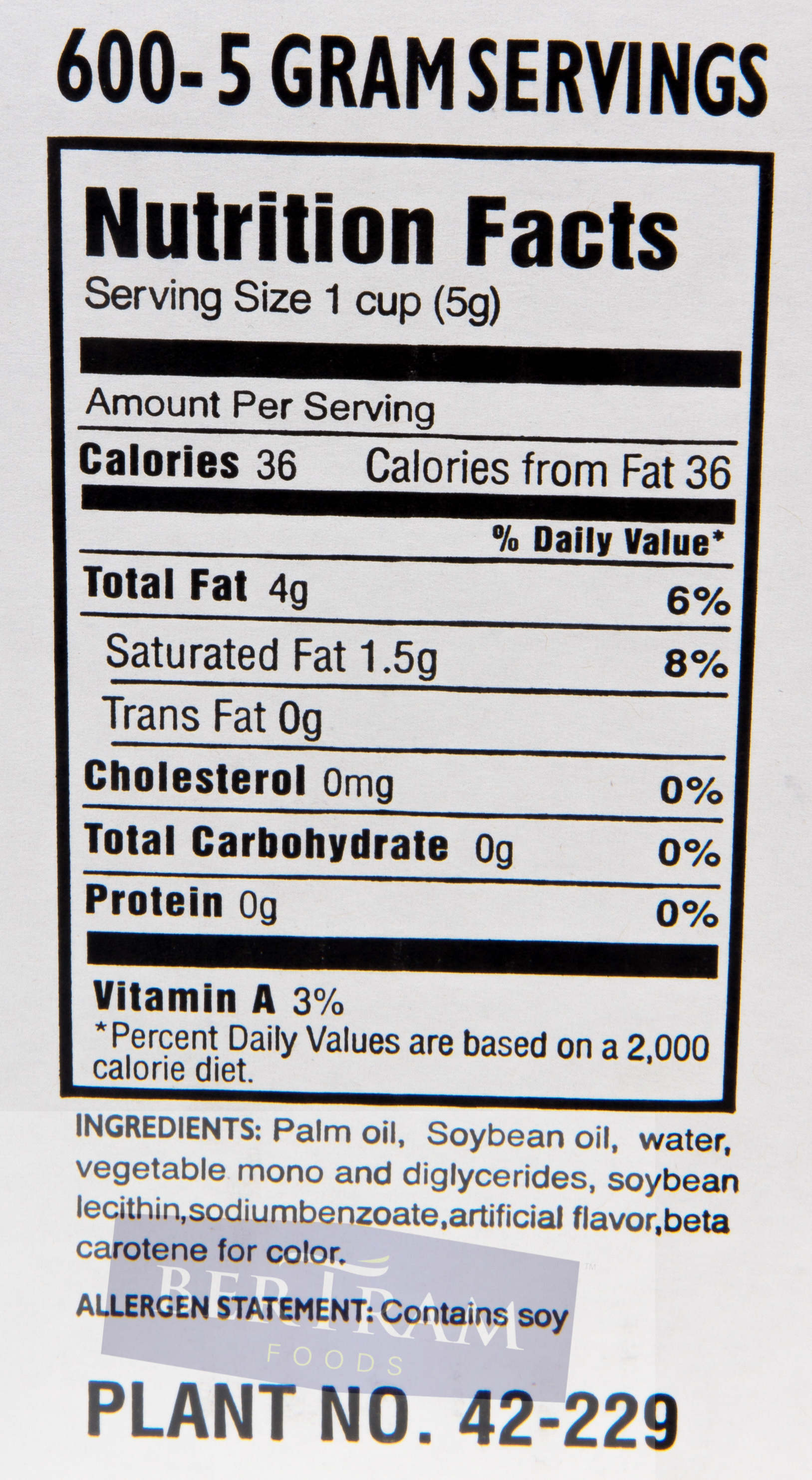 S Bertram - MARGARINE CUPS UNSALTED TFF 600 PC